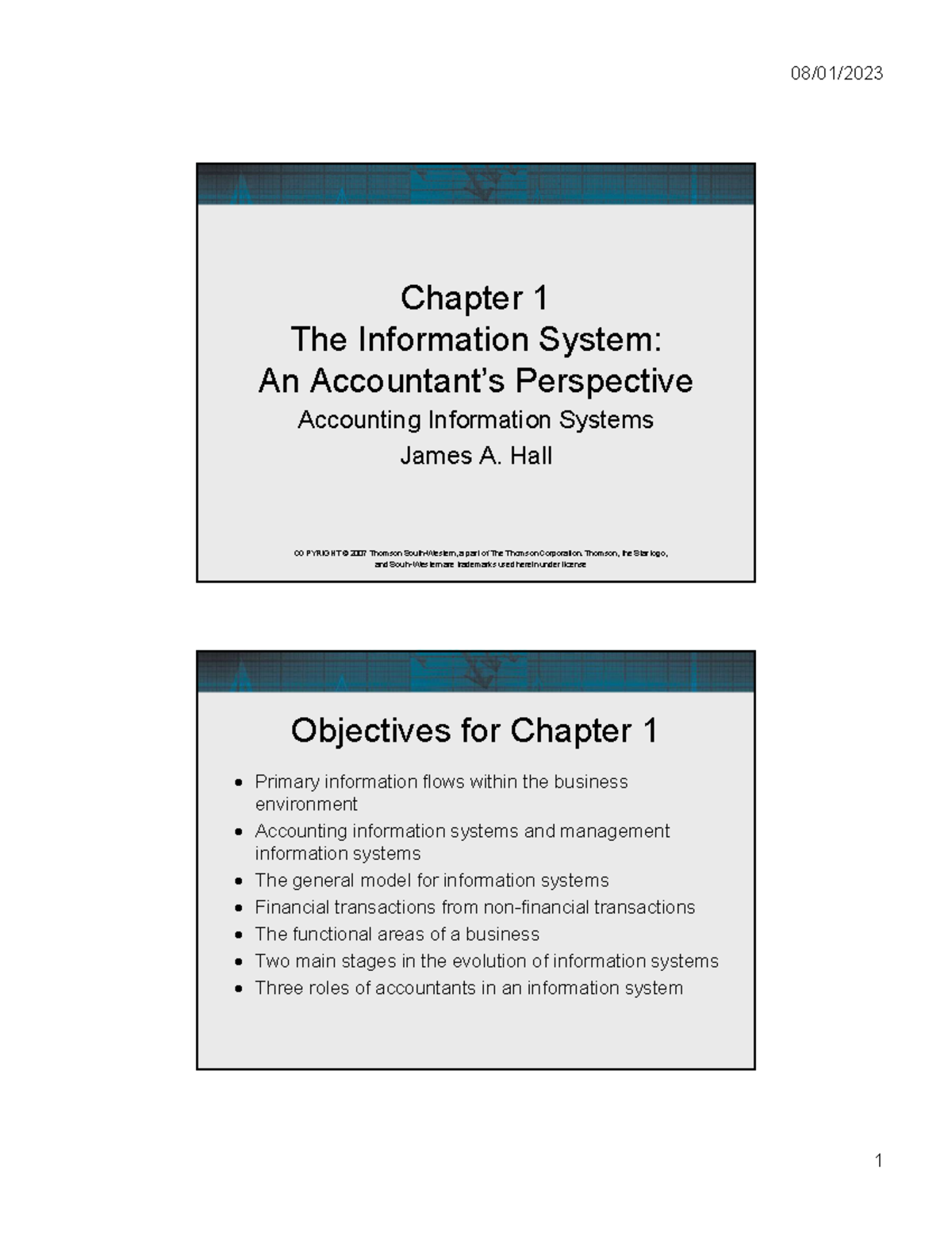AIS-03 1 IS the Accountants Perspective Summary - Chapter 1 The ...