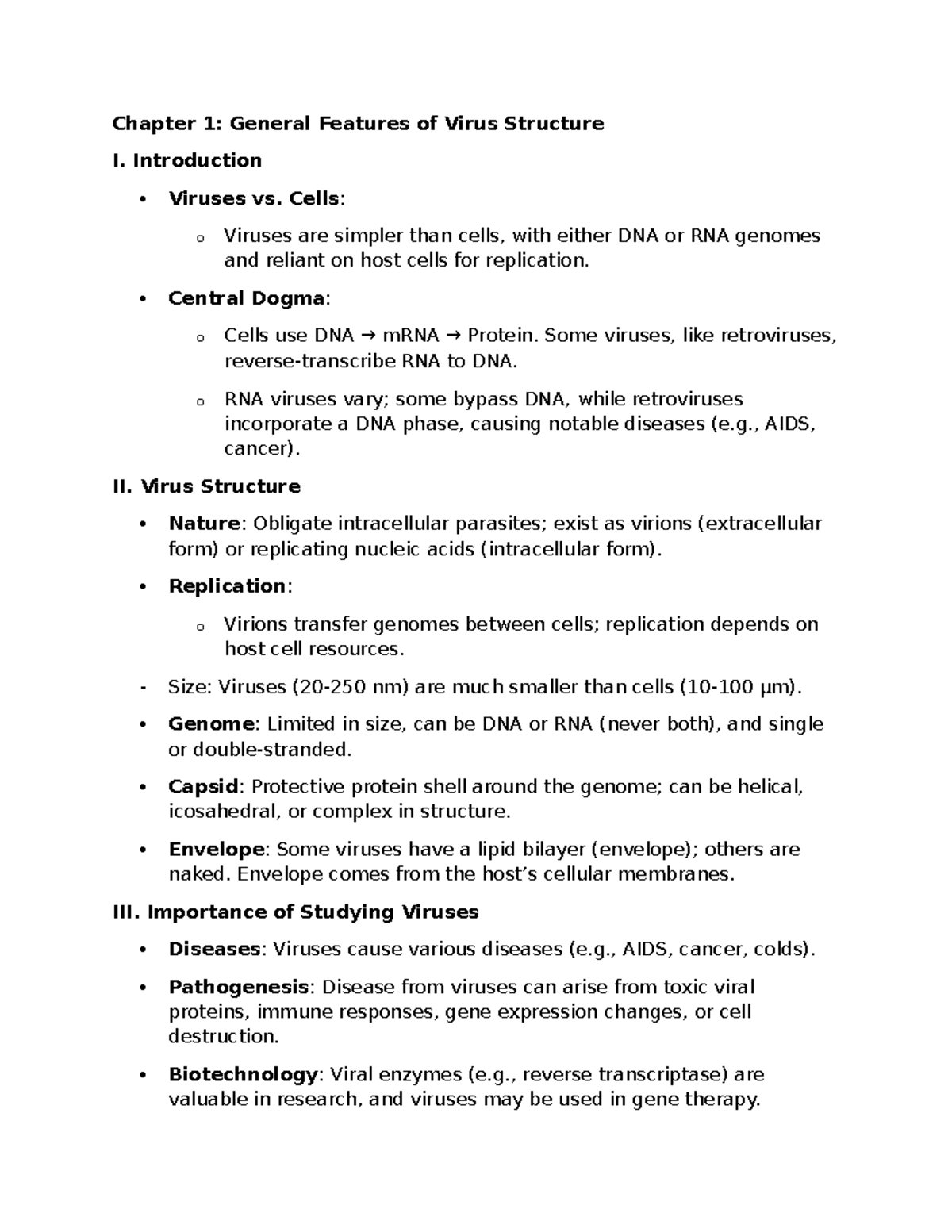 Virology notes - Chapter 1: General Features of Virus Structure I ...