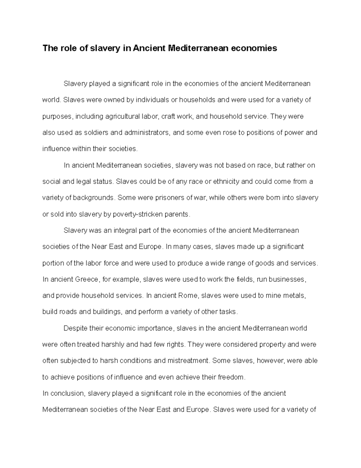 Ancient Greece - Hannah Barker - The role of slavery in Ancient ...