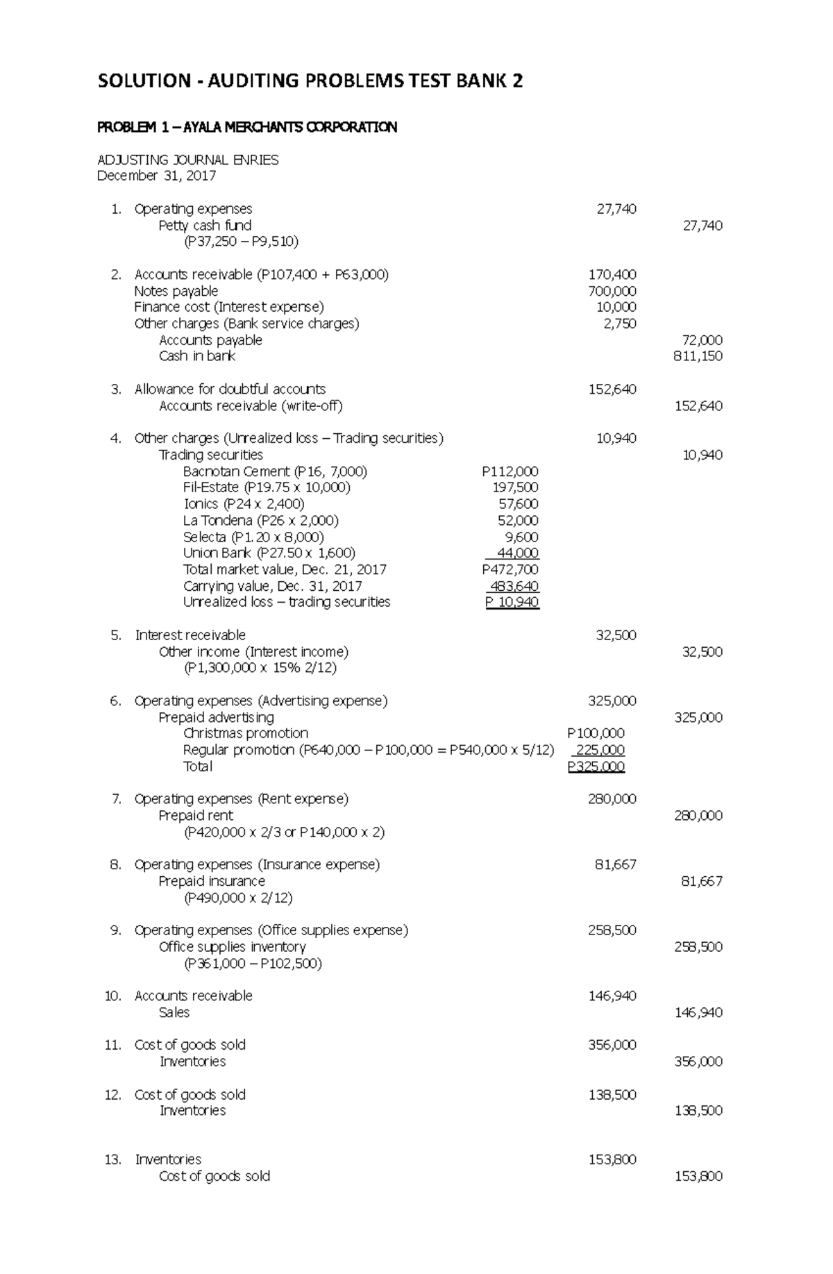 352255991 Solution AP Test Bank 2 - BS accountancy - Studocu