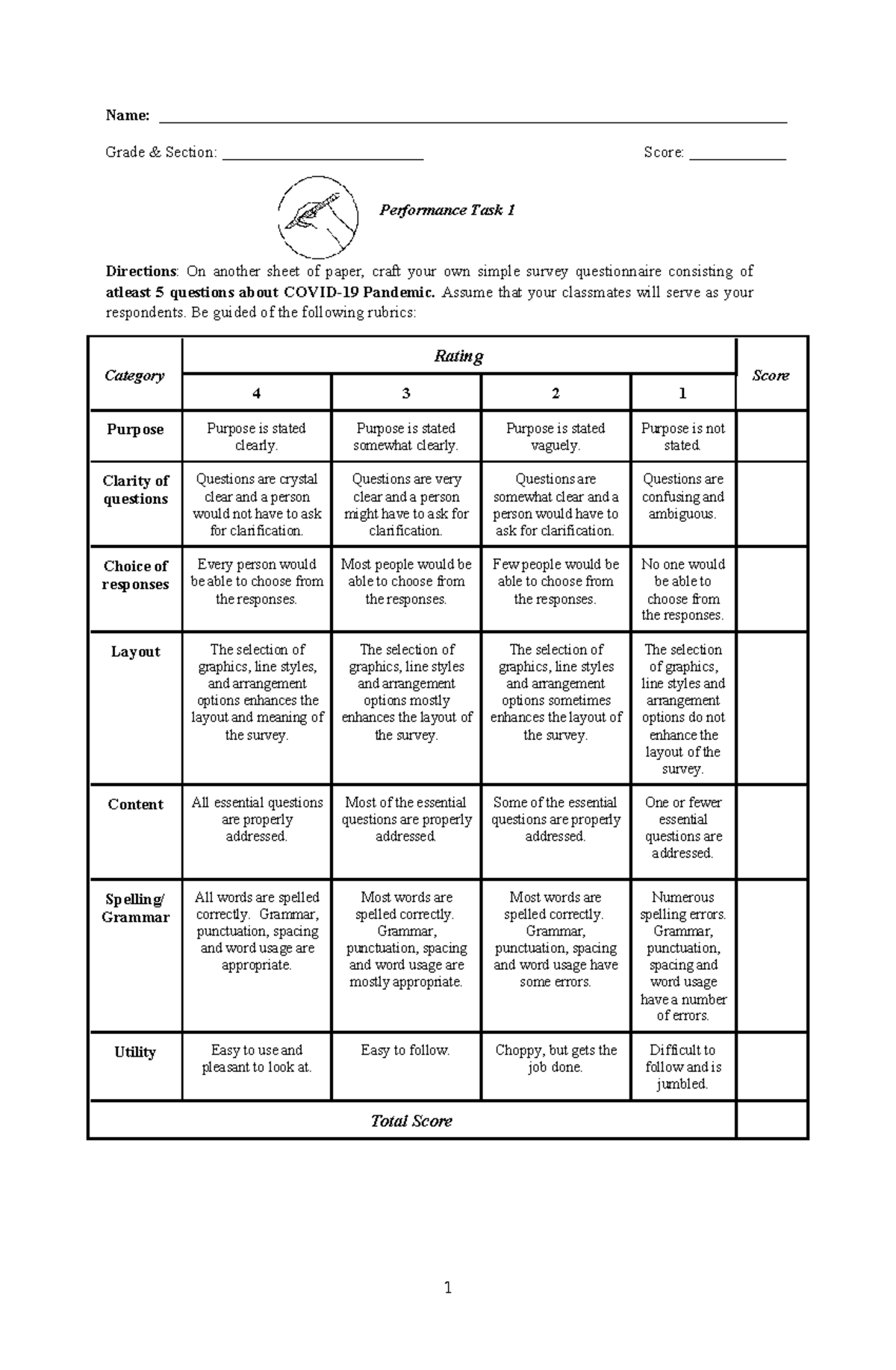 MATH 7 Q4 Performance Task 1 WK1-2 - Name: - Studocu