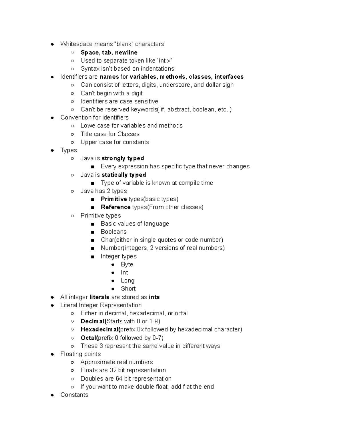 Cs 211 L1 Whitespace And Variable Conventions Whitespace Means