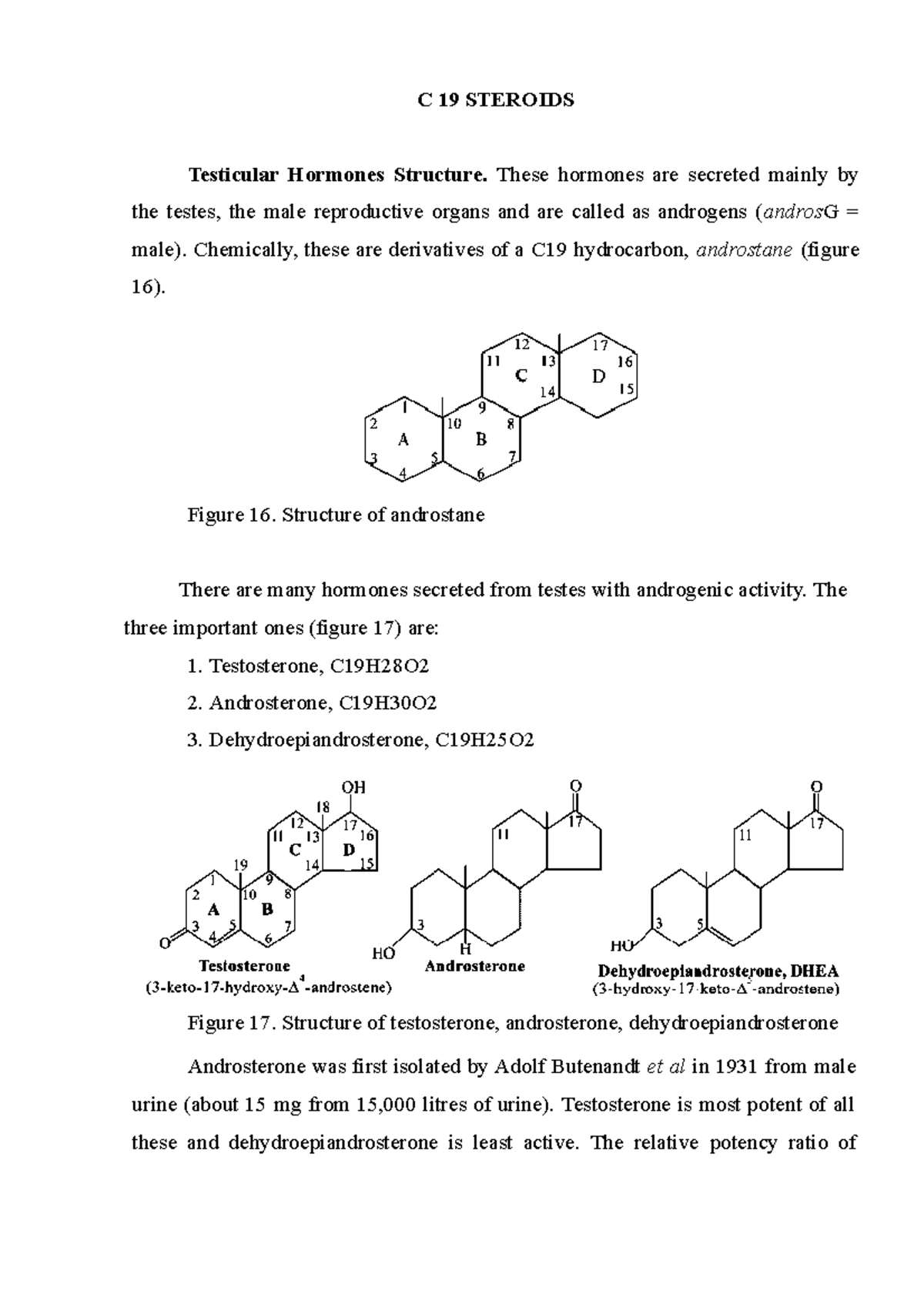C 19 Steroids - C 19 STEROIDS Testicular Hormones Structure. These ...