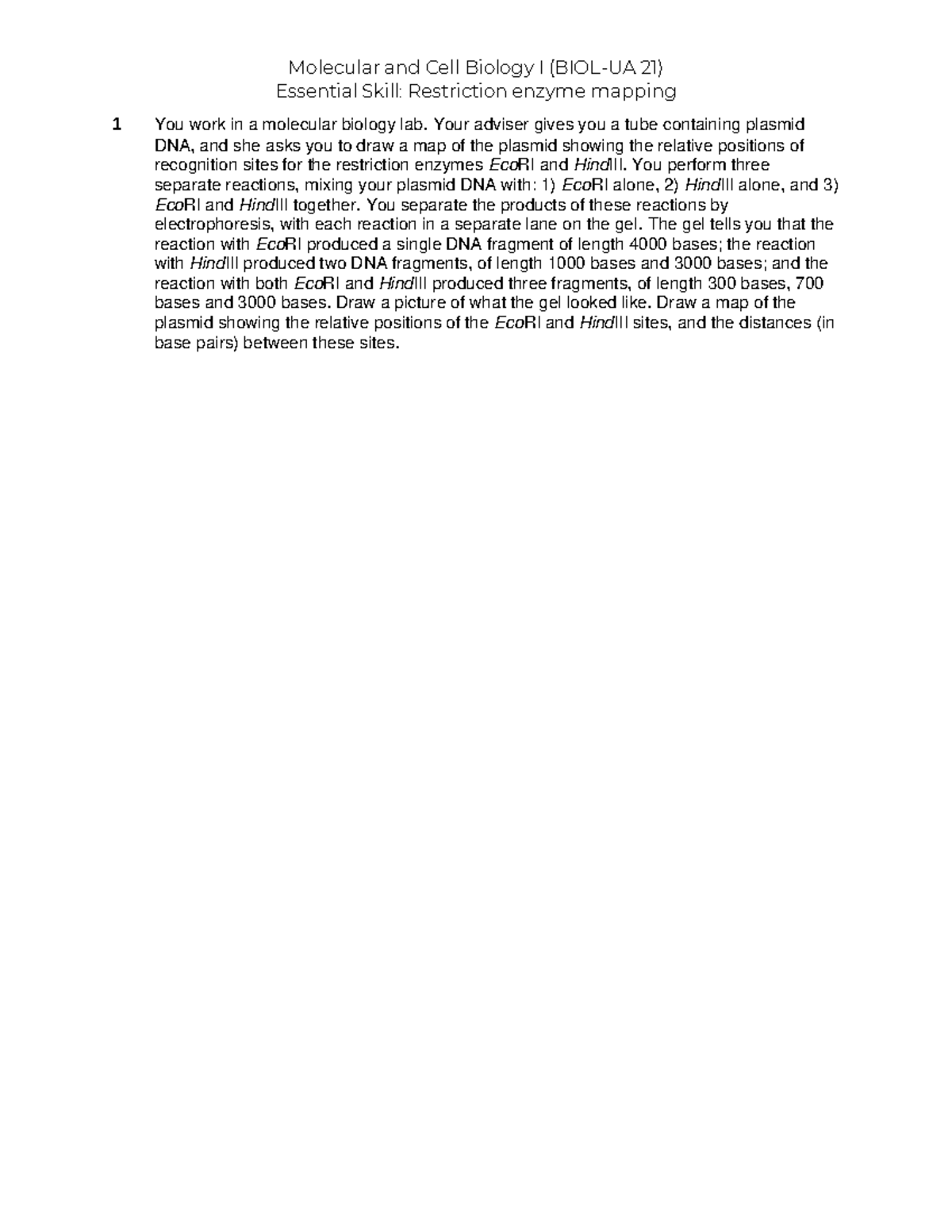 MCB1Essential Skill Restriction Mapping - Molecular and Cell Biology I ...