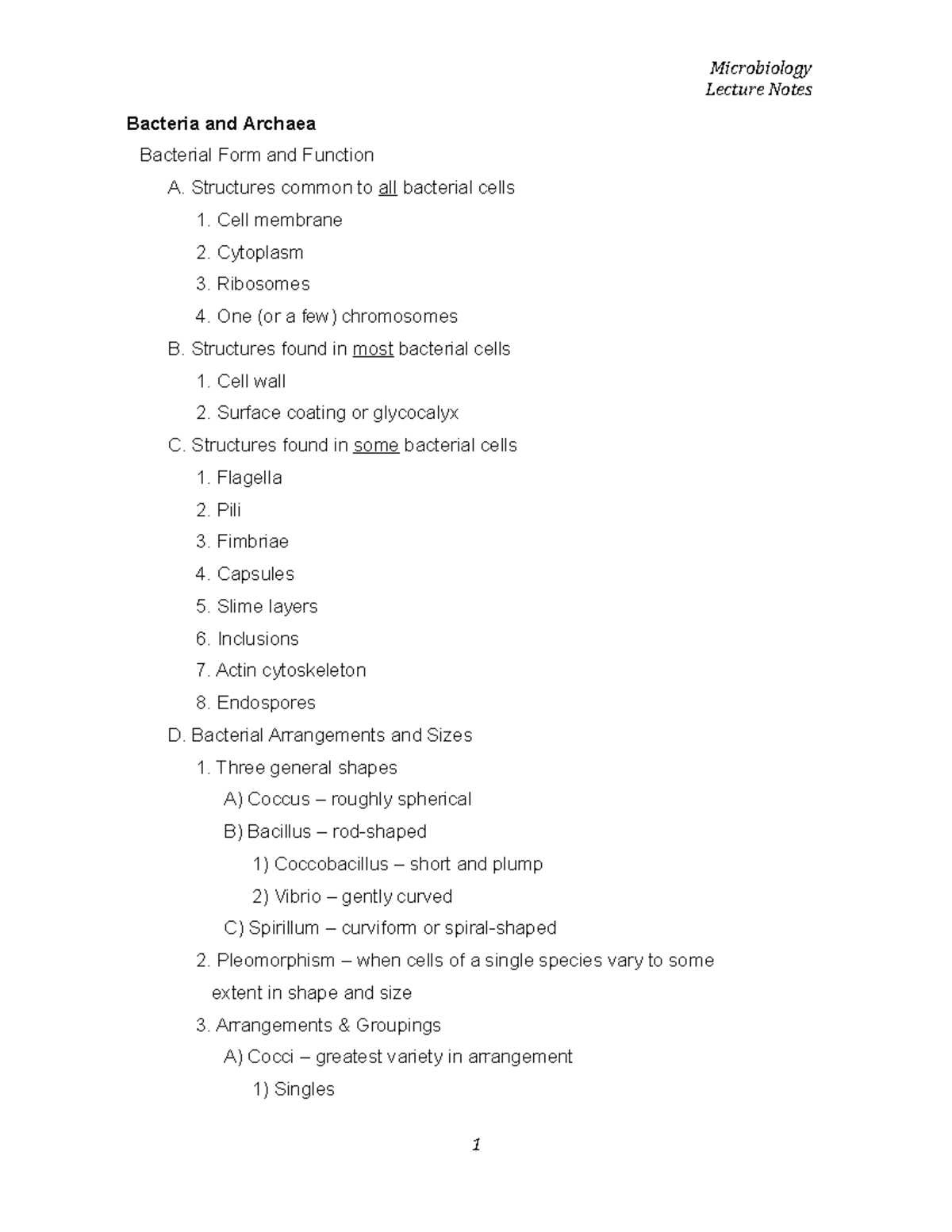 2021-Microbiology-Lecture-Notes-Bacteria and Archaea-Notes-No - Lecture ...