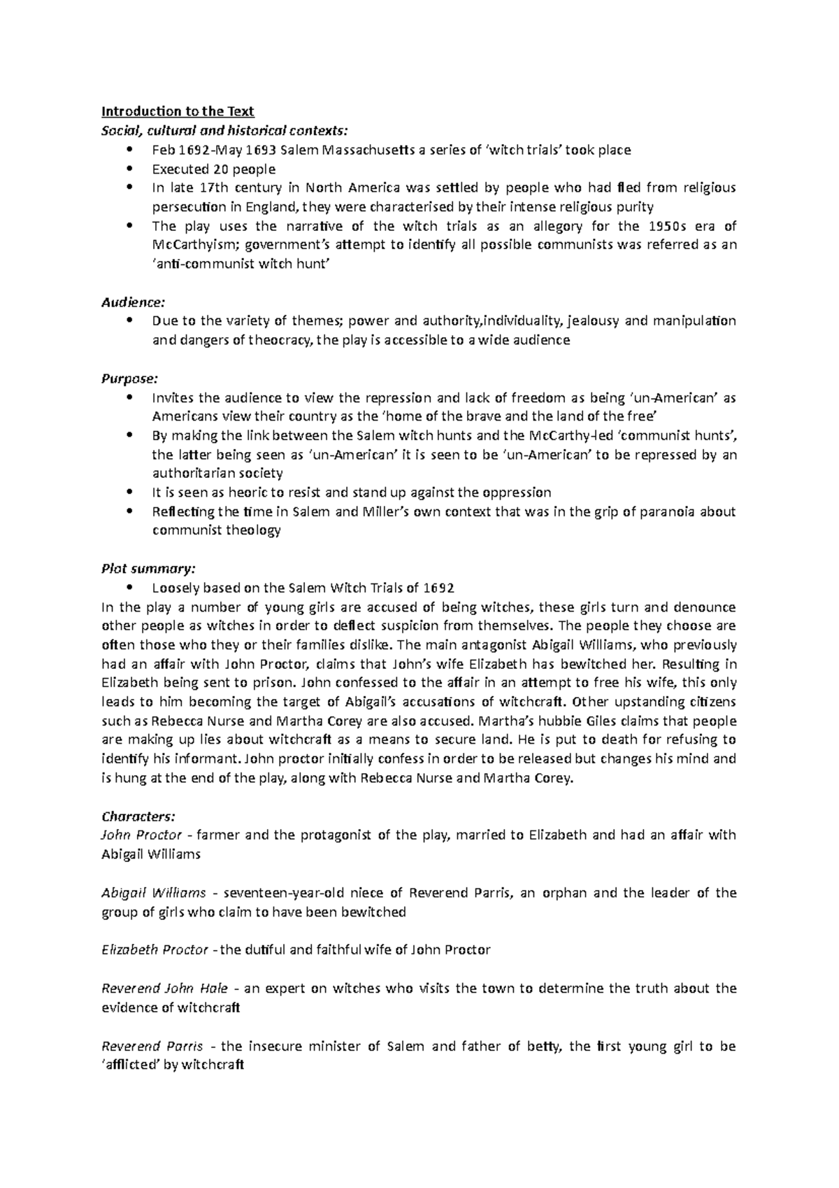 Common mod analysis notes - Introduction to the Text Social, cultural ...