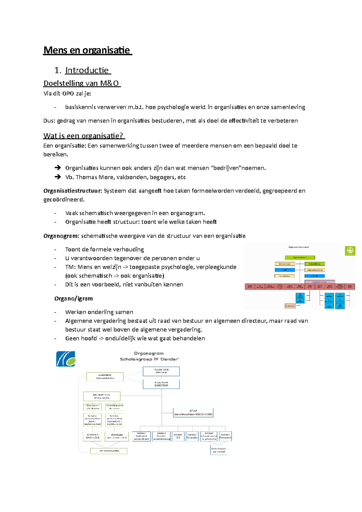 Samenvatting Mens En Organisatie 1 Introductie Doelstelling Van Mando