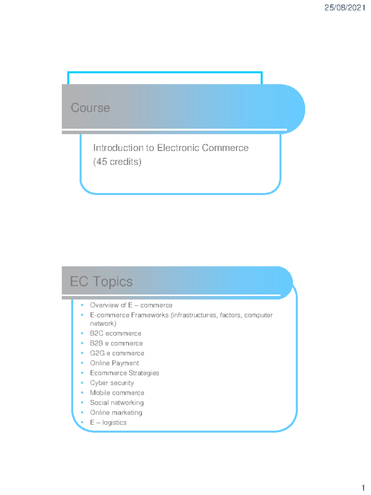 Chapter 1 Revise - chap 1 - Course Introduction to Electronic Commerce ...