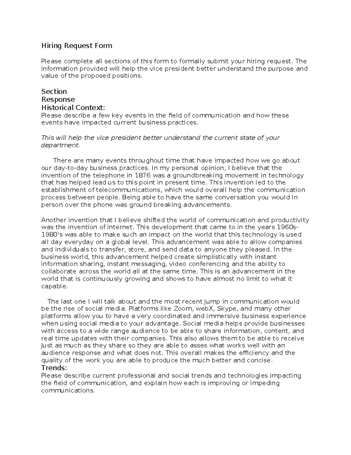 COM 127 Hiring Request Form DOCX - Hiring Request Form Please complete ...