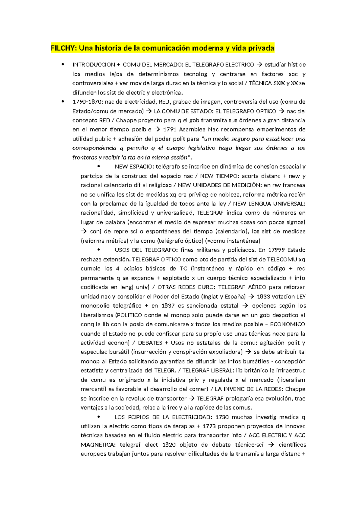 Historia DE LOS Medios - resumen parcial - FILCHY: Una historia de la ...