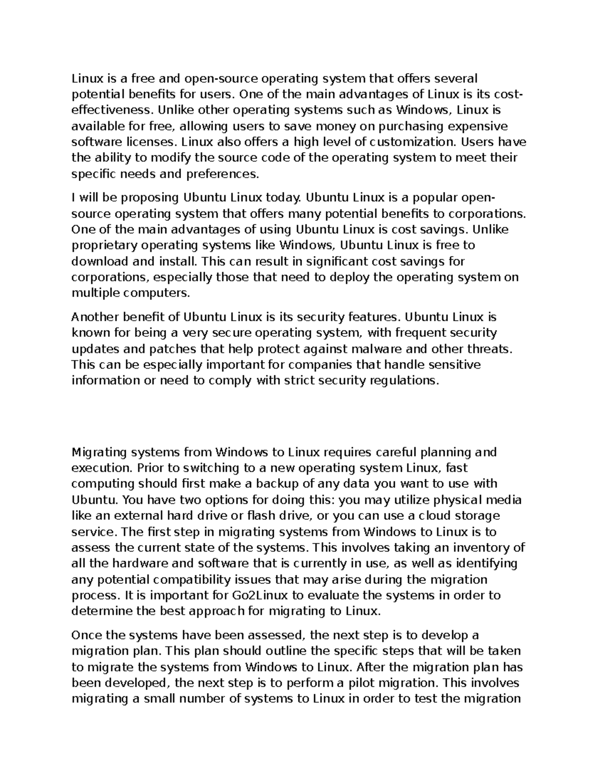 Migrating - migration presentation help work - Linux is a free and open ...