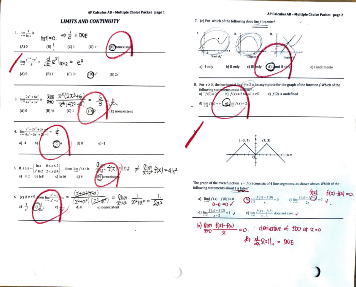 AP Cal MCQ 1-17 - Final Exam Study Guide - AP Calculus AD - Multiple ...