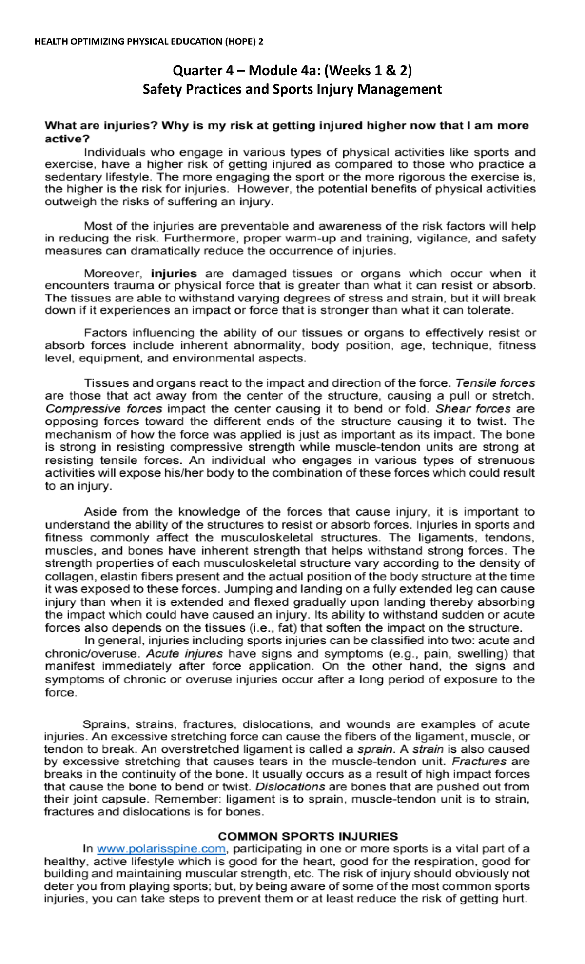 HOPE 2 Module 1 4TH Q - bbrfxj,kjgb.kjfv - HEALTH OPTIMIZING PHYSICAL ...