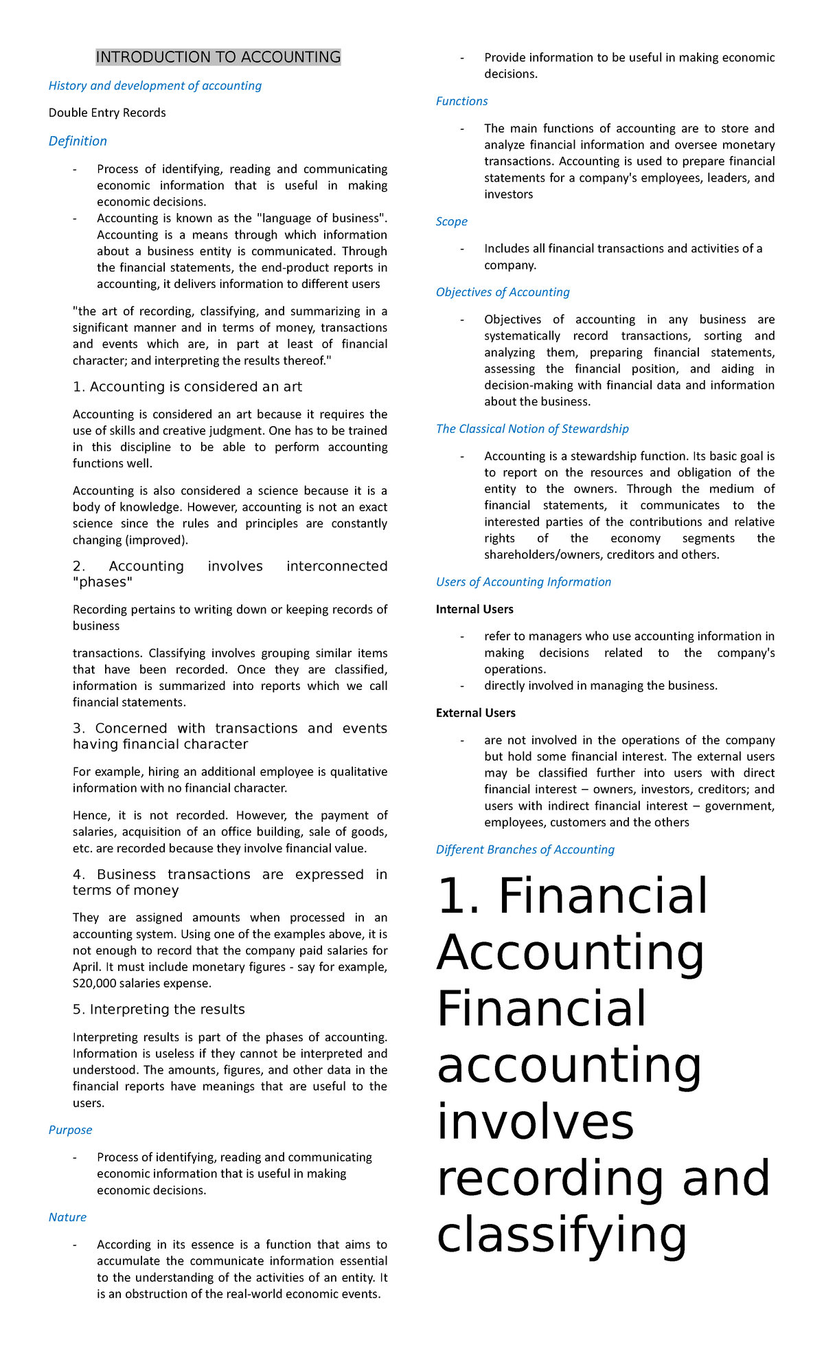 Introduction TO Accounting - INTRODUCTION TO ACCOUNTING History and ...