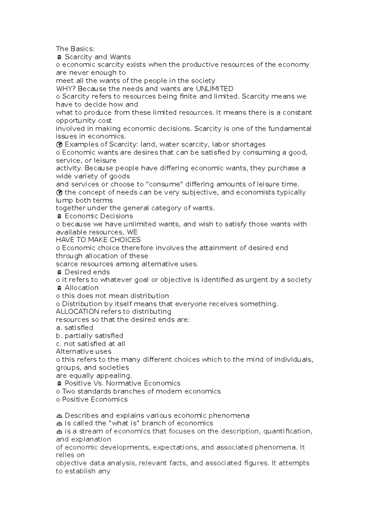 The Basics OF Economics - The Basics: Scarcity and Wants o economic ...