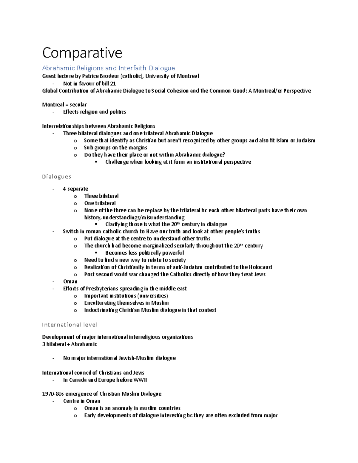 Comparite Unit Notes - Comparative Abrahamic Religions and Interfaith ...