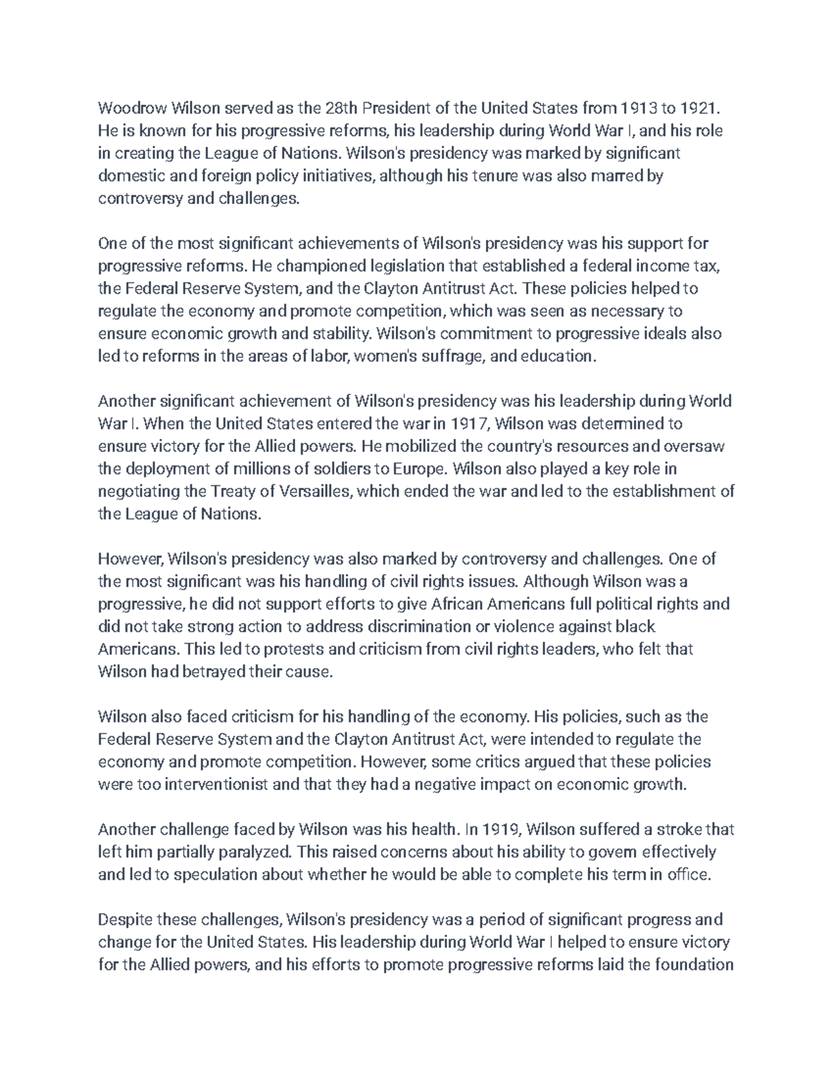 Woodrow Wilson Presidency - Woodrow Wilson served as the 28th President ...