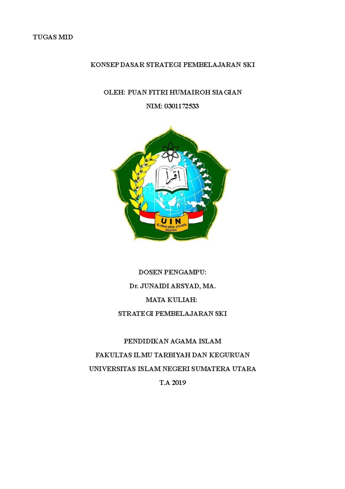 Konsep Dasar Strategi Pembelajaran Sejar - TUGAS MID KONSEP DASAR ...