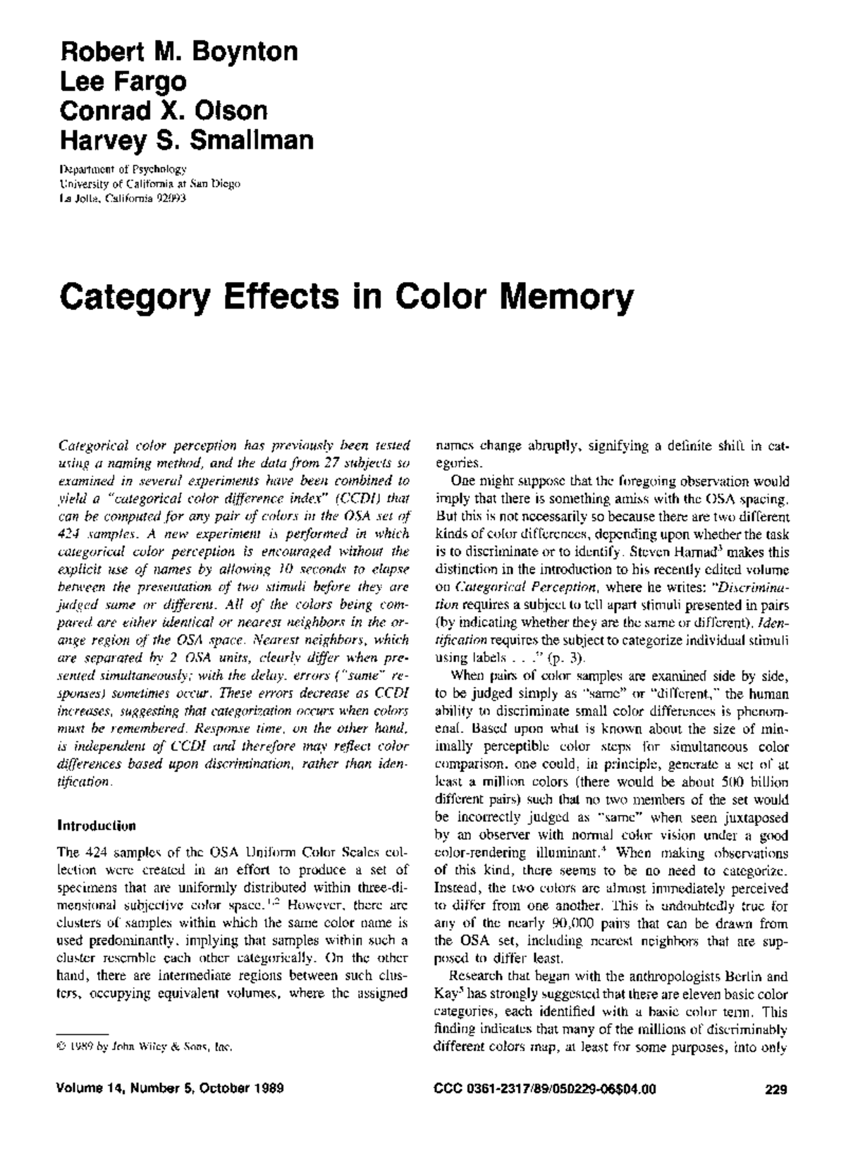 Effect of Color on Memory - Robert M. Boynton Lee Fargo Conrad X. Olson ...