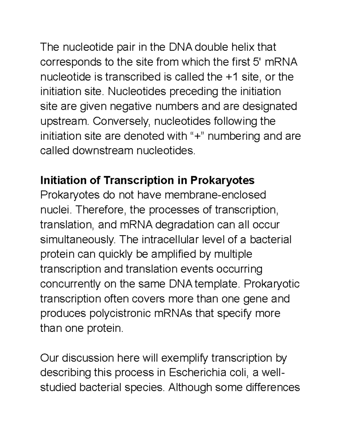 BIOL 1345 Module 13 Prokaryotic Transcription - The nucleotide pair in ...