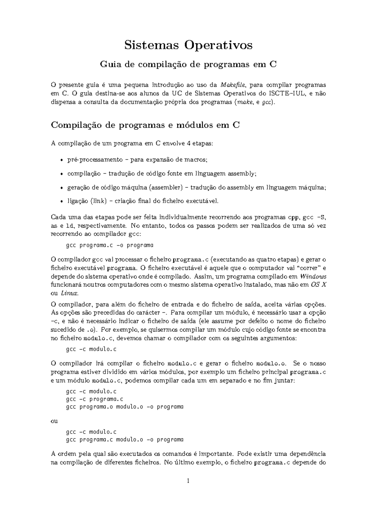 So aula p05 guia makefile - Sistemas Operativos Guia de compilação de ...