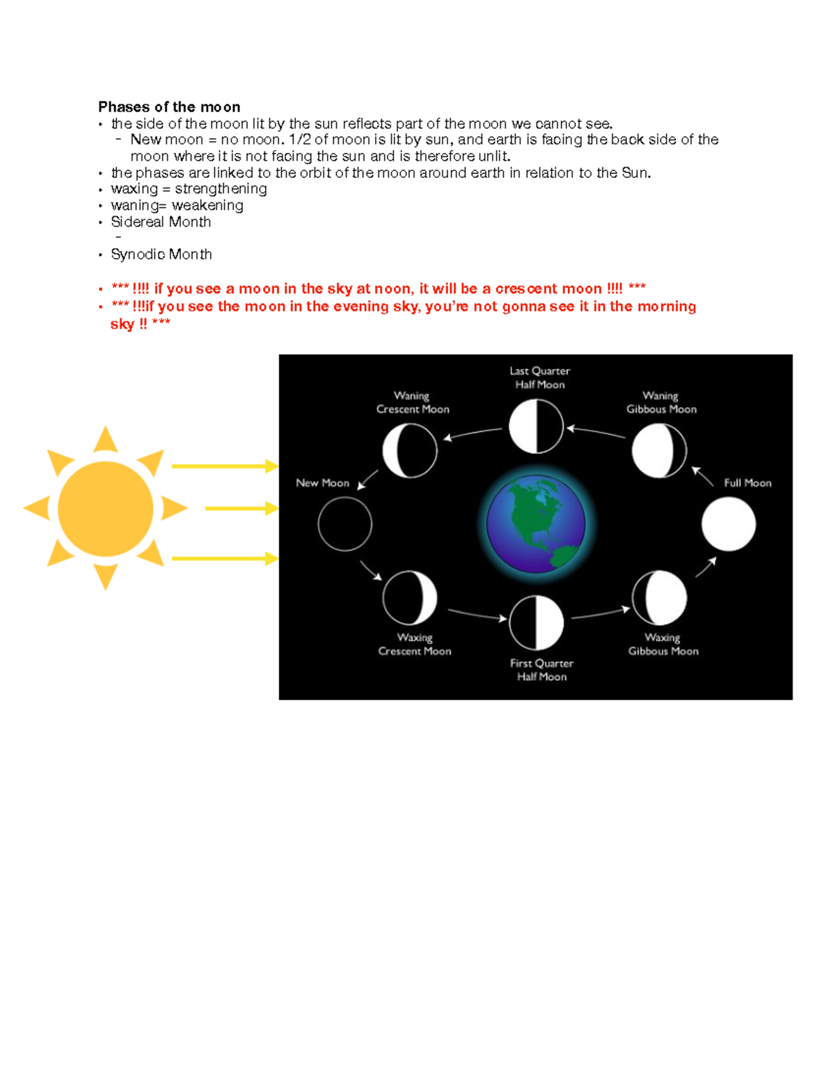 Astronomy 1.21 notes - phases of the moon, planetary motion - Phases of ...