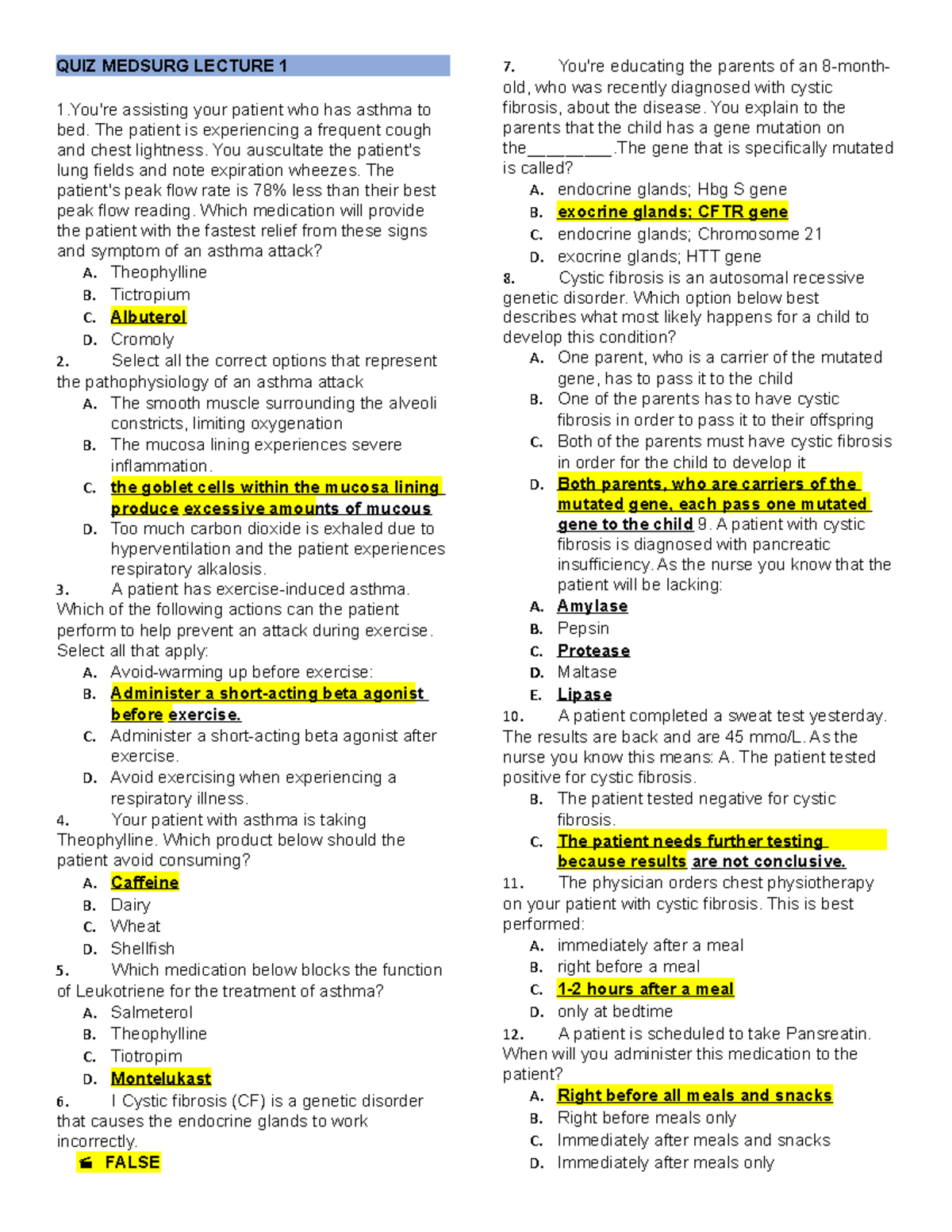 Quizzes-MS-LEC - quiz MS notes - QUIZ MEDSURG LECTURE 1 1're assisting ...