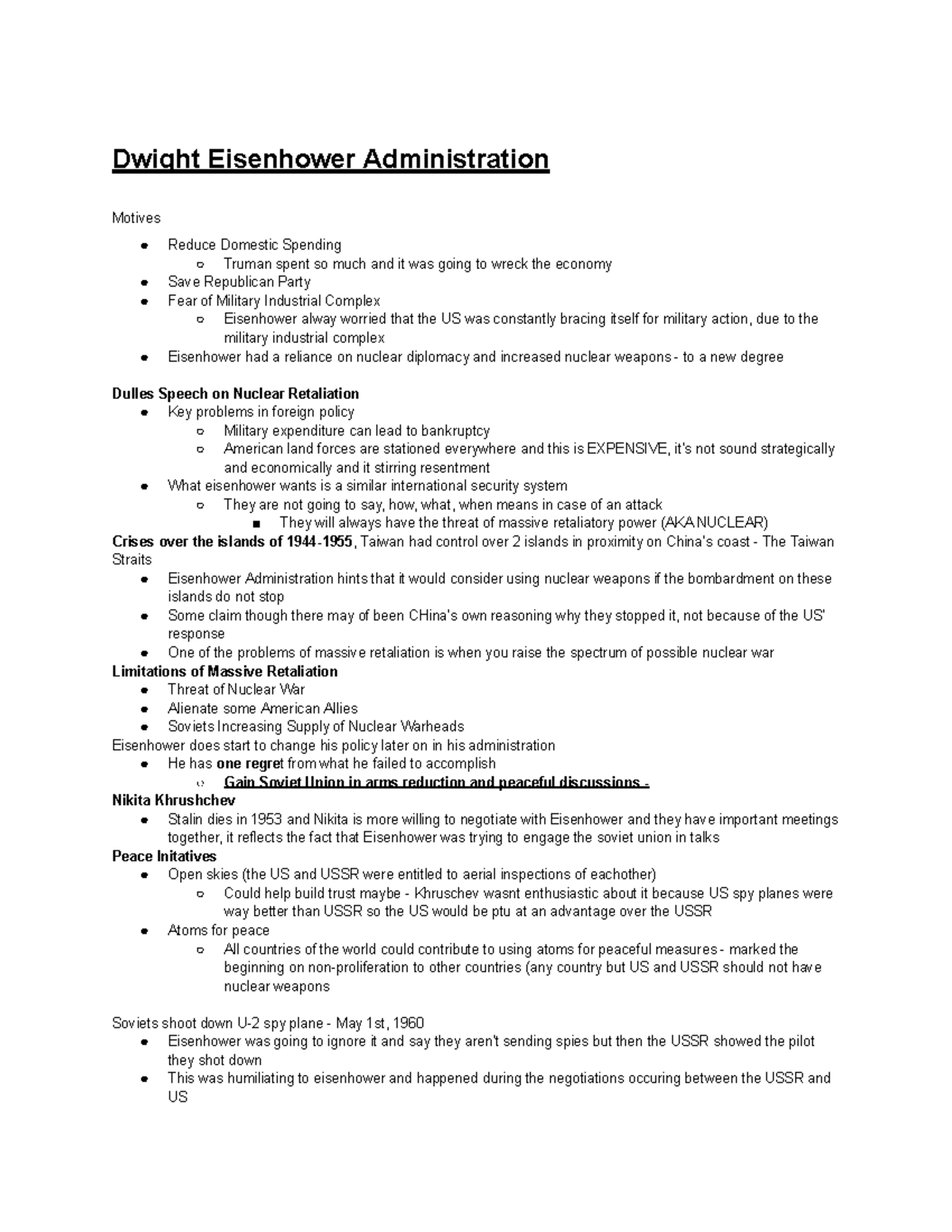 Hist2340w final exam study guide - Dwight Eisenhower Administration ...