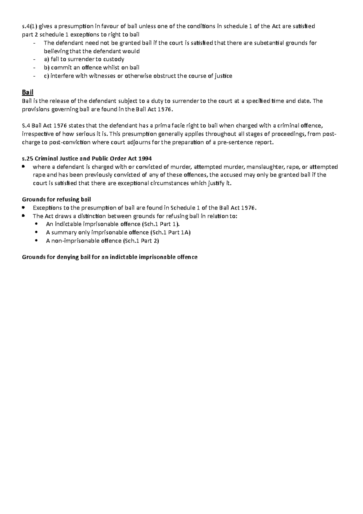 Bail Notes On Bail And The Bail Act 1976 S 1 Gives A Presumption