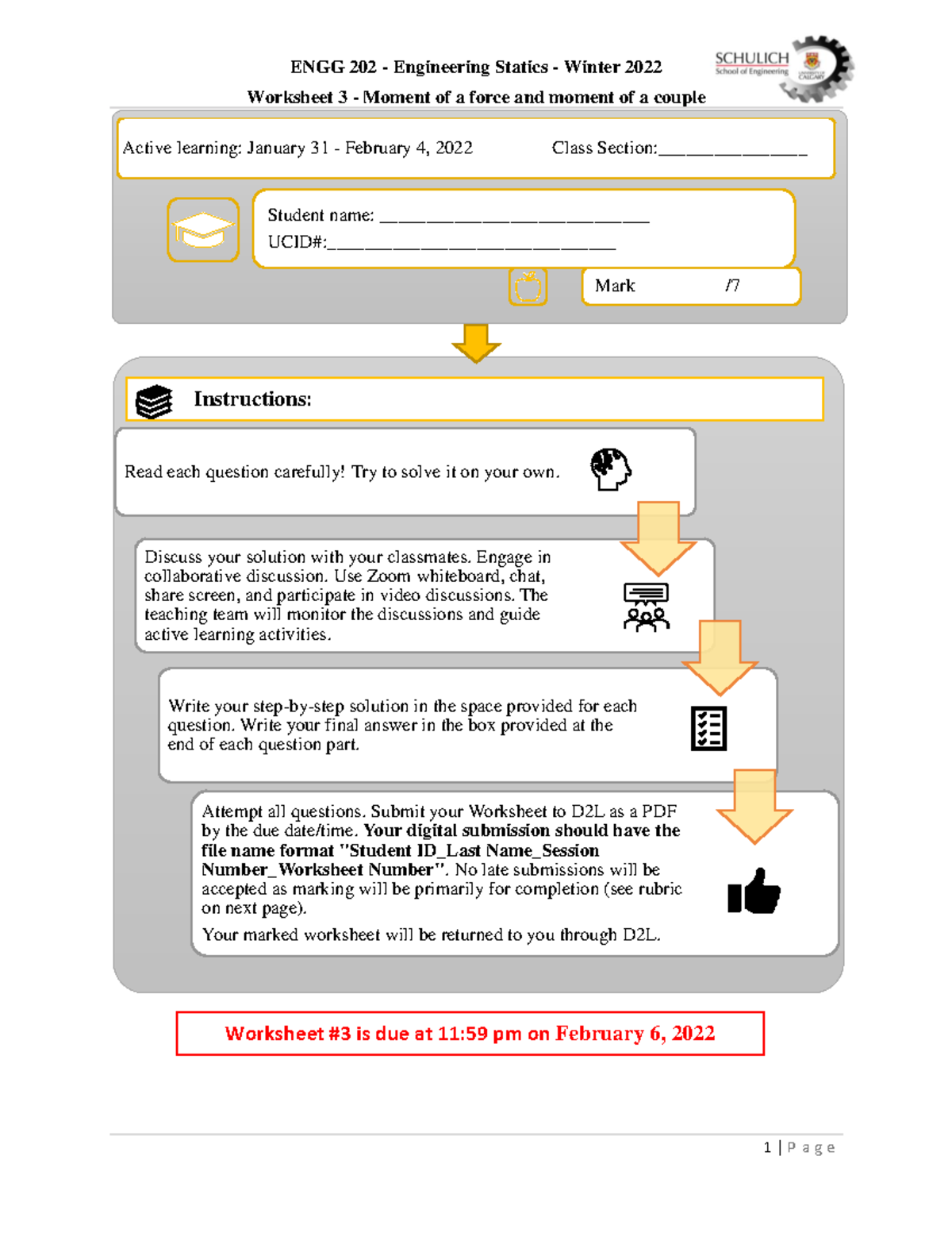 202 worksheet 3 - Statics - Worksheet 3 - Moment of a force and moment ...