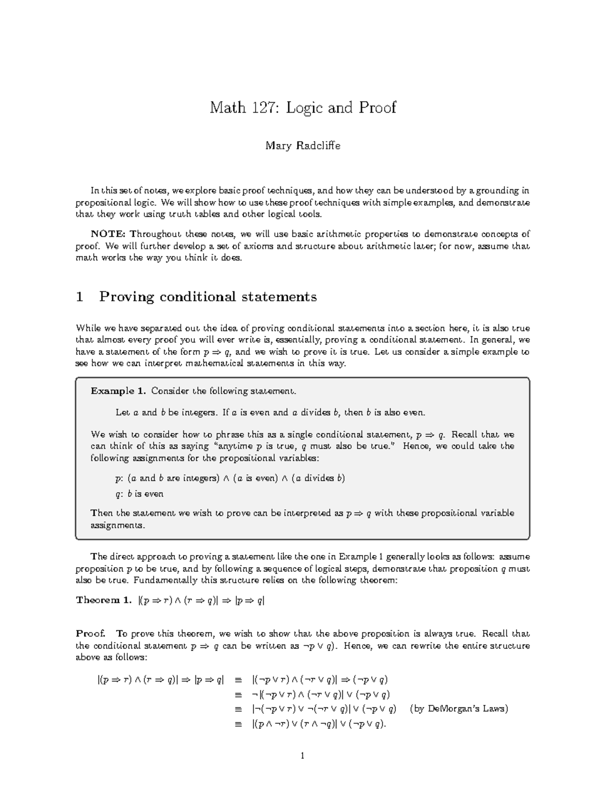 Logic and Proof - Math 127: Logic and Proof Mary Radcliffe In this set ...