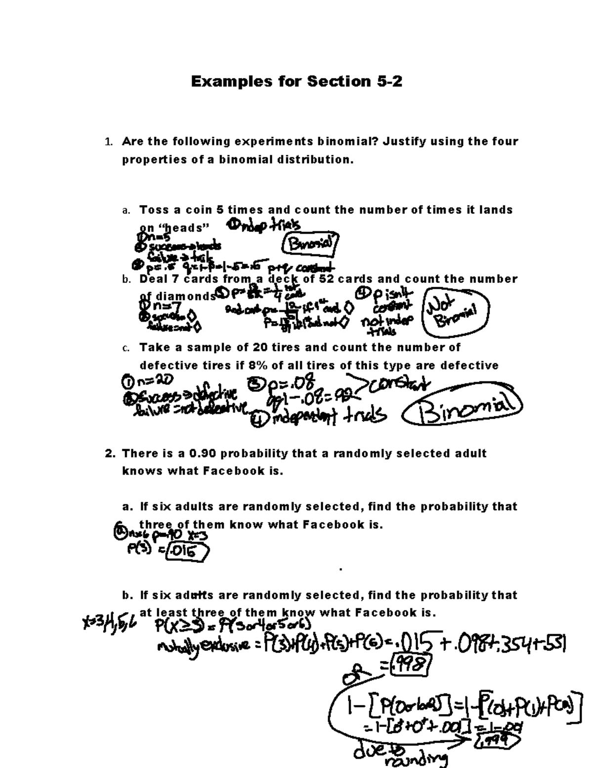 Ex; Sec 5-2 - Notes taken during class period - Examples for Section 5 ...