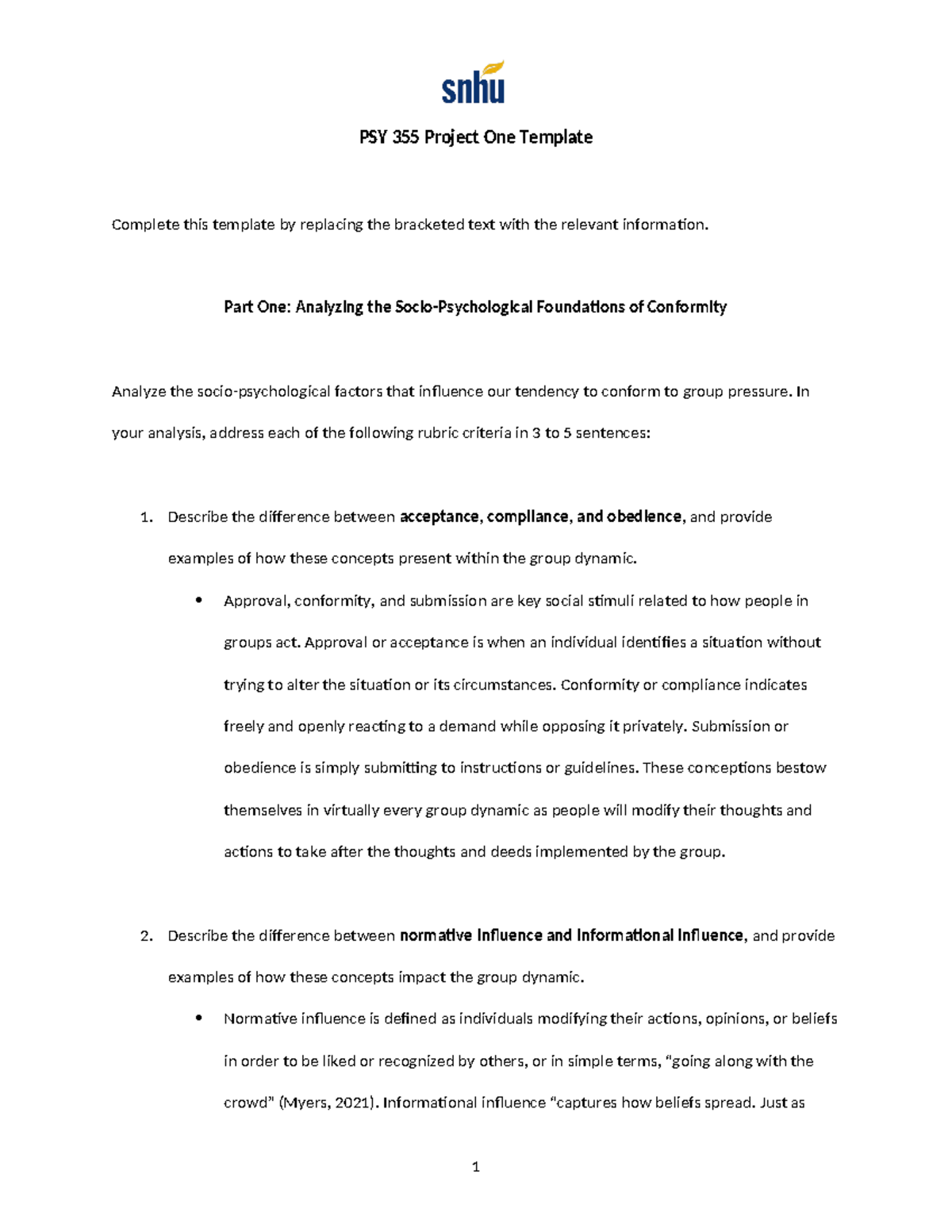 PSY 355 Module 6-2 Project One Template - PSY 355 Project One Template ...