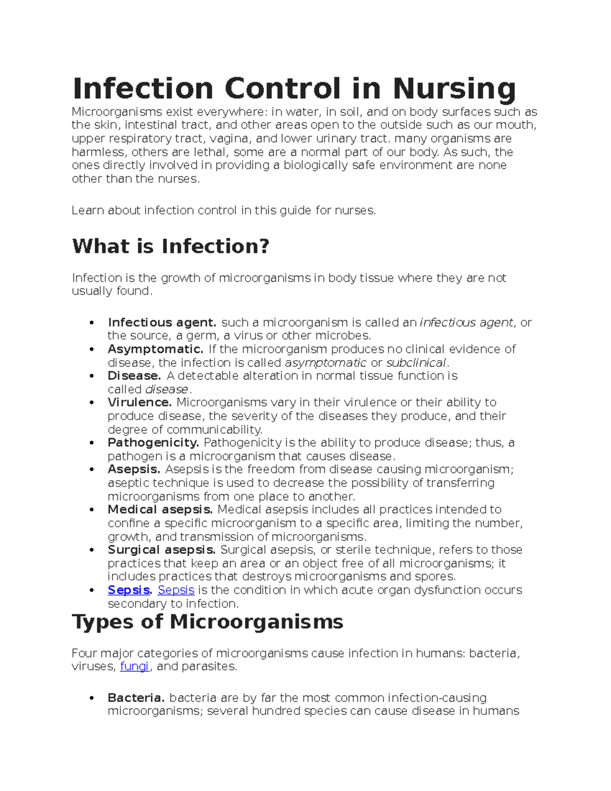 EASY Nursing -The Infection Control - Infection Control in Nursing ...