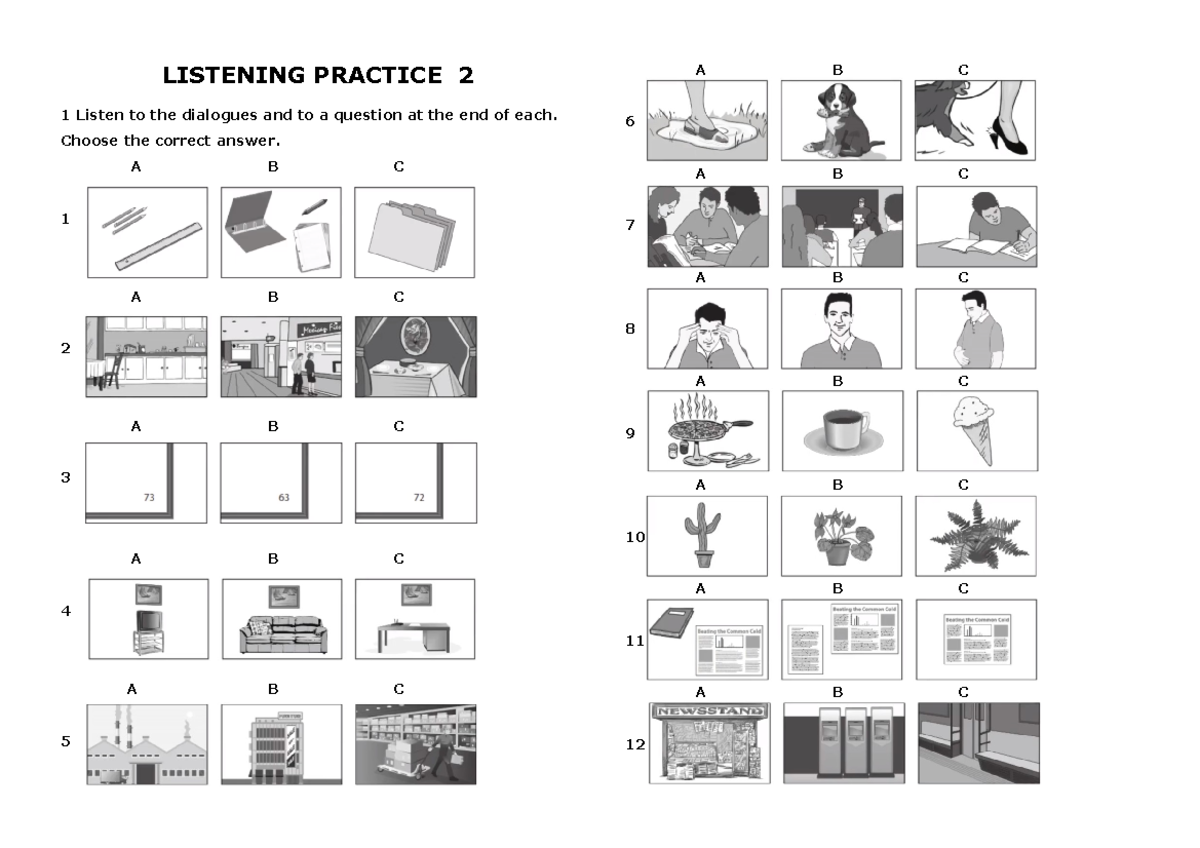 Listening Practice 2 - LISTENING PRACTICE 2 1 Listen to the dialogues ...