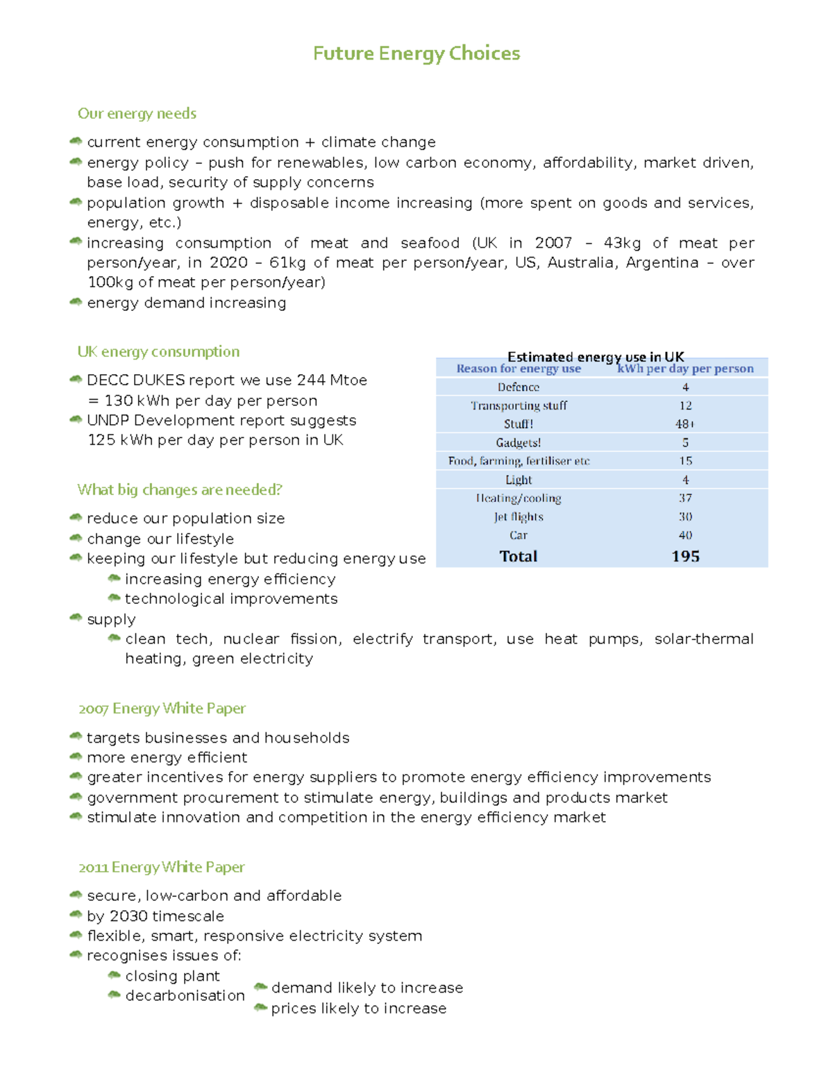 Lecture Notes: Future Energy Choices - Future Energy Choices Our energy ...