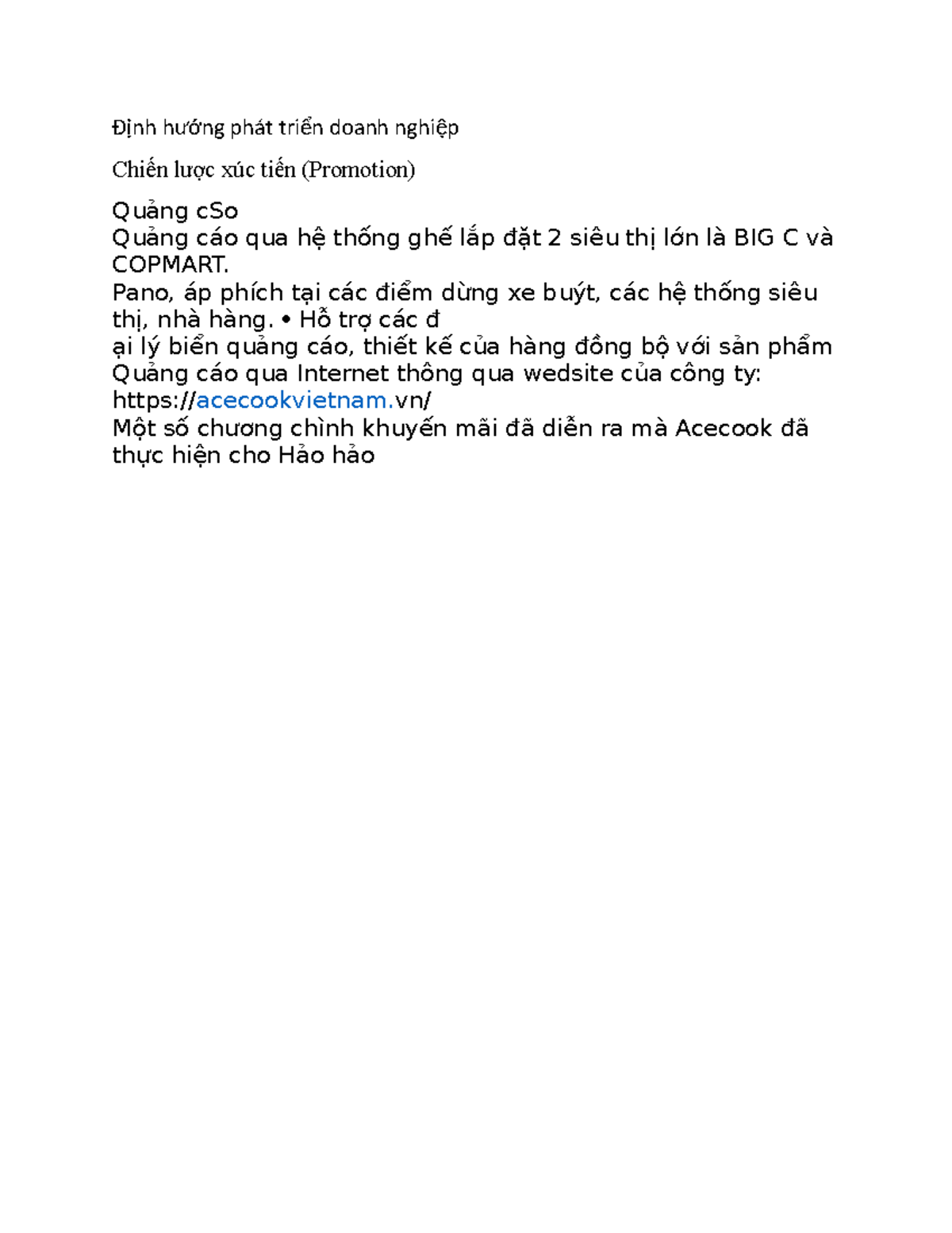 Định hướng phát triển doanh nghiệp - Đ nh h ng phát tri n doanh nghi pị ướ ể ệ Chiến lược xúc ...