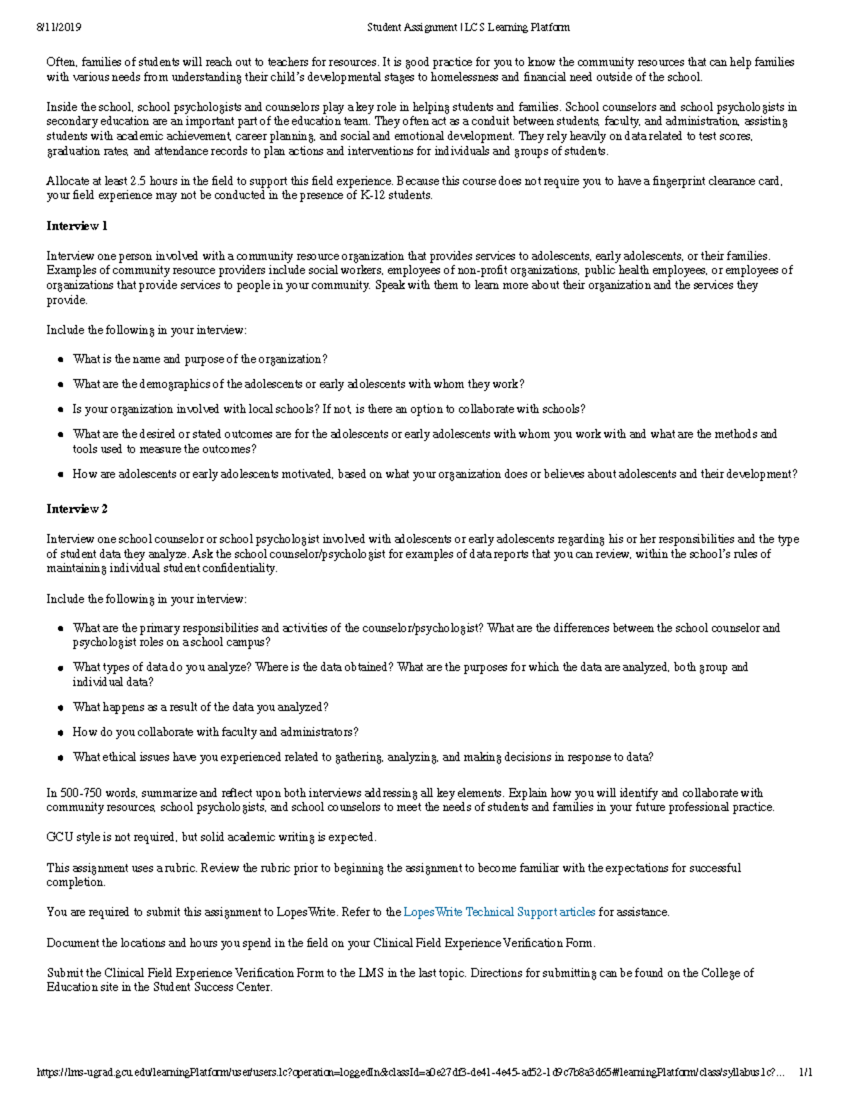 Counselor:Social Worker Interview - POS-301 - GCU - Studocu