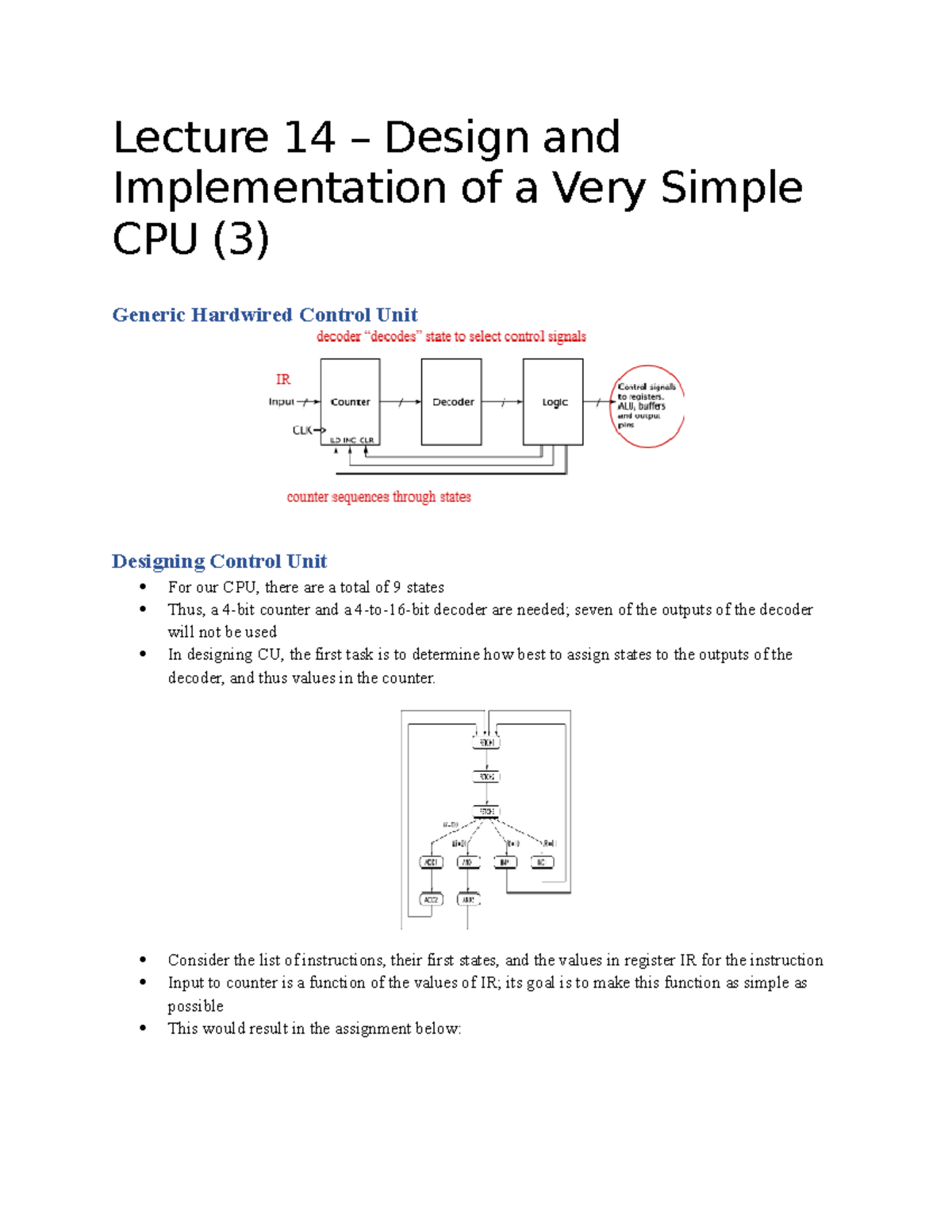 Micro - Lecture 14 - Lecture 14 – Design and Implementation of a Very Simple CPU (3) Generic ...