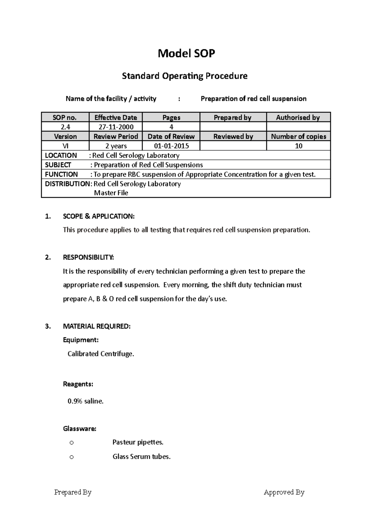 2.4 Preparation of red cell suspension - Model SOP Standard Operaing ...