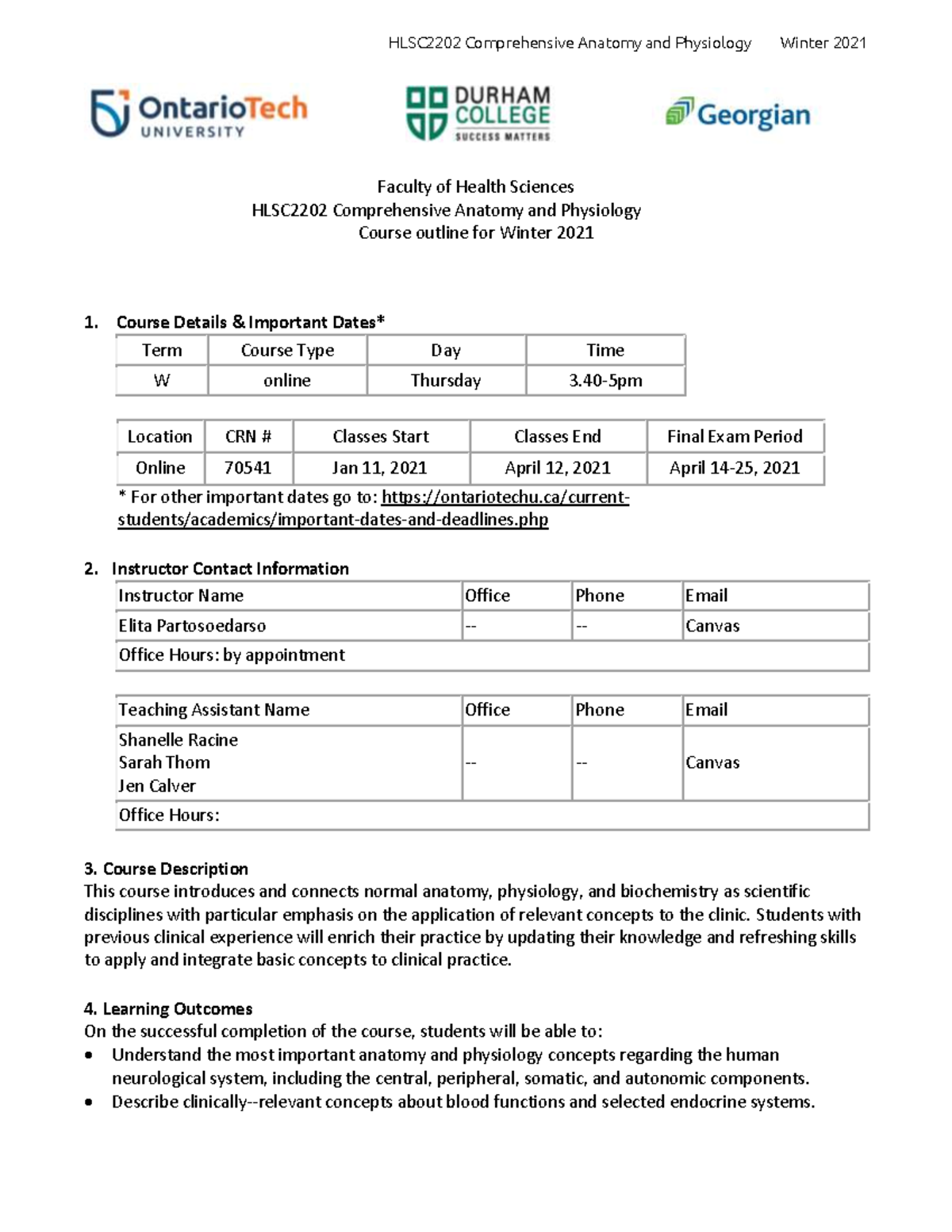 HLSC2202 W2021 - Course syllabus - Faculty of Health Sciences HLSC2202 ...