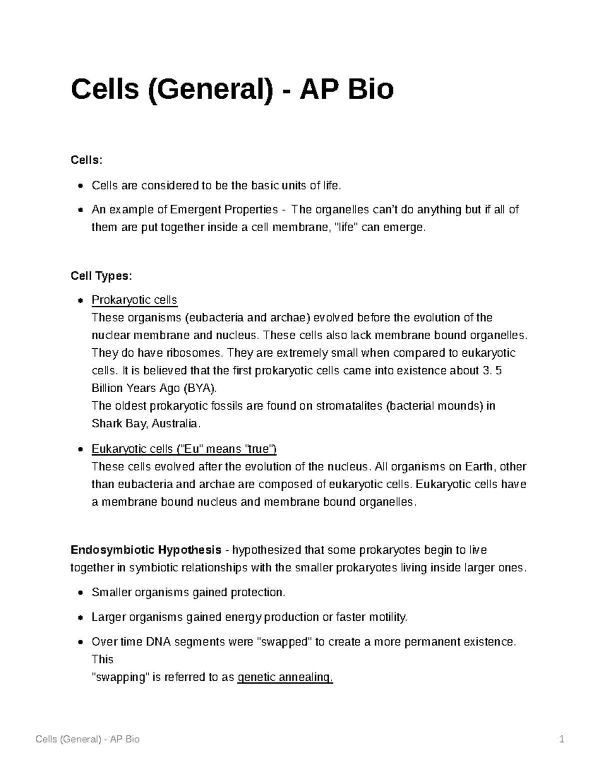 Cells (General) - AP Bio - An example of Emergent Properties - The ...