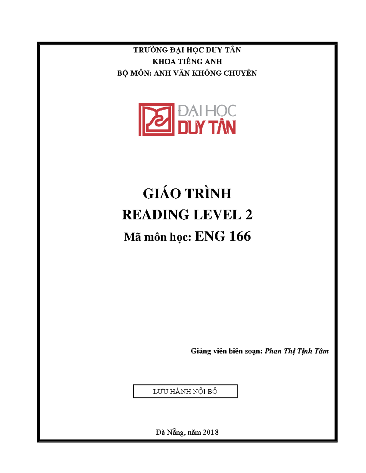 GIÁO TRÌNH Reading Level 2 - TRƯỜNG Đ¾I HÞC DUY TÂN KHOA TIẾNG ANH BỘ ...