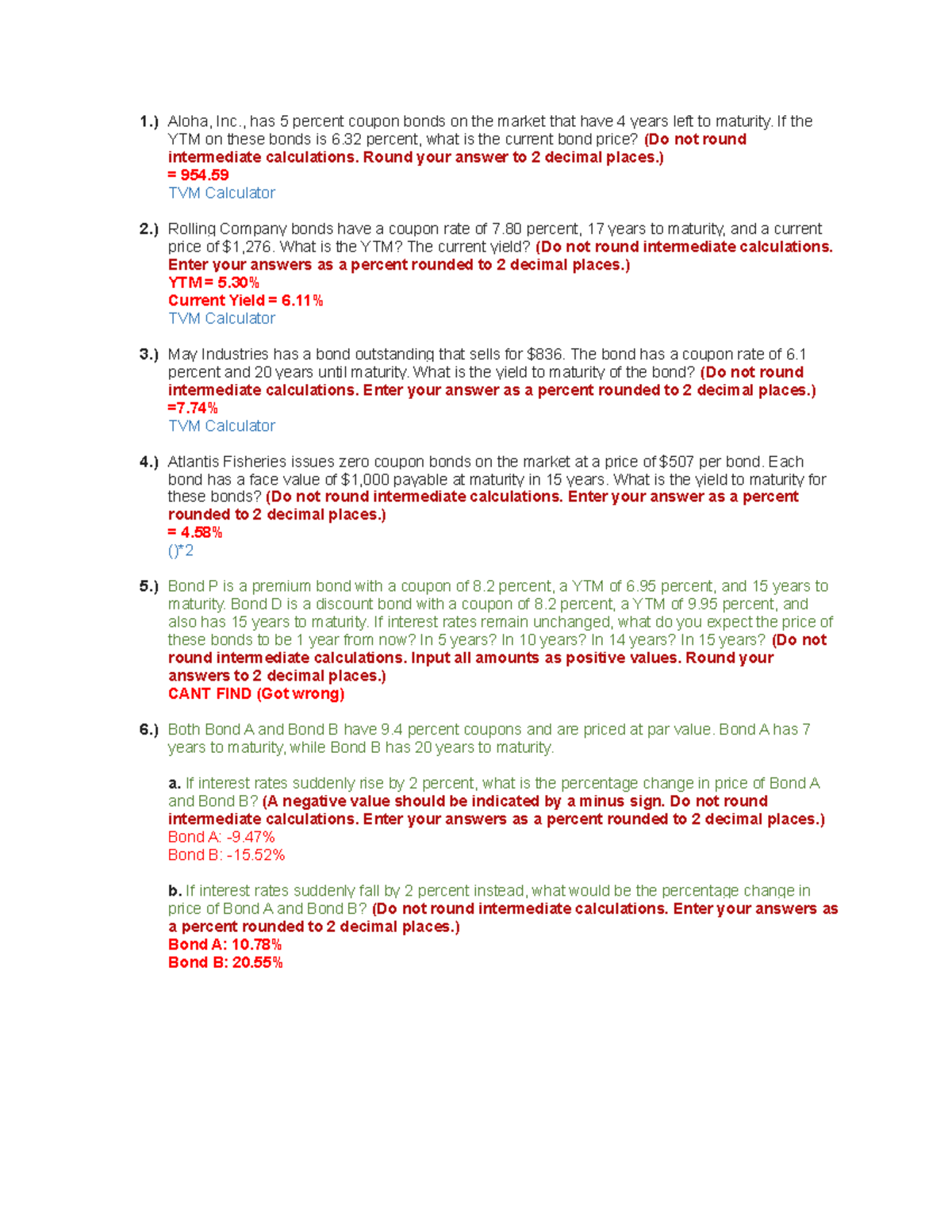 IA- Final Exam Cheat Sheet - 1.) Aloha, Inc., has 5 percent coupon ...