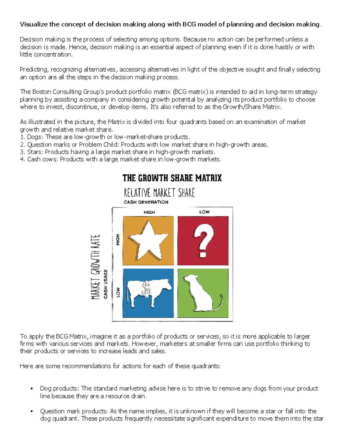 101 set 1 - 101 - Visualize the concept of decision making along with ...