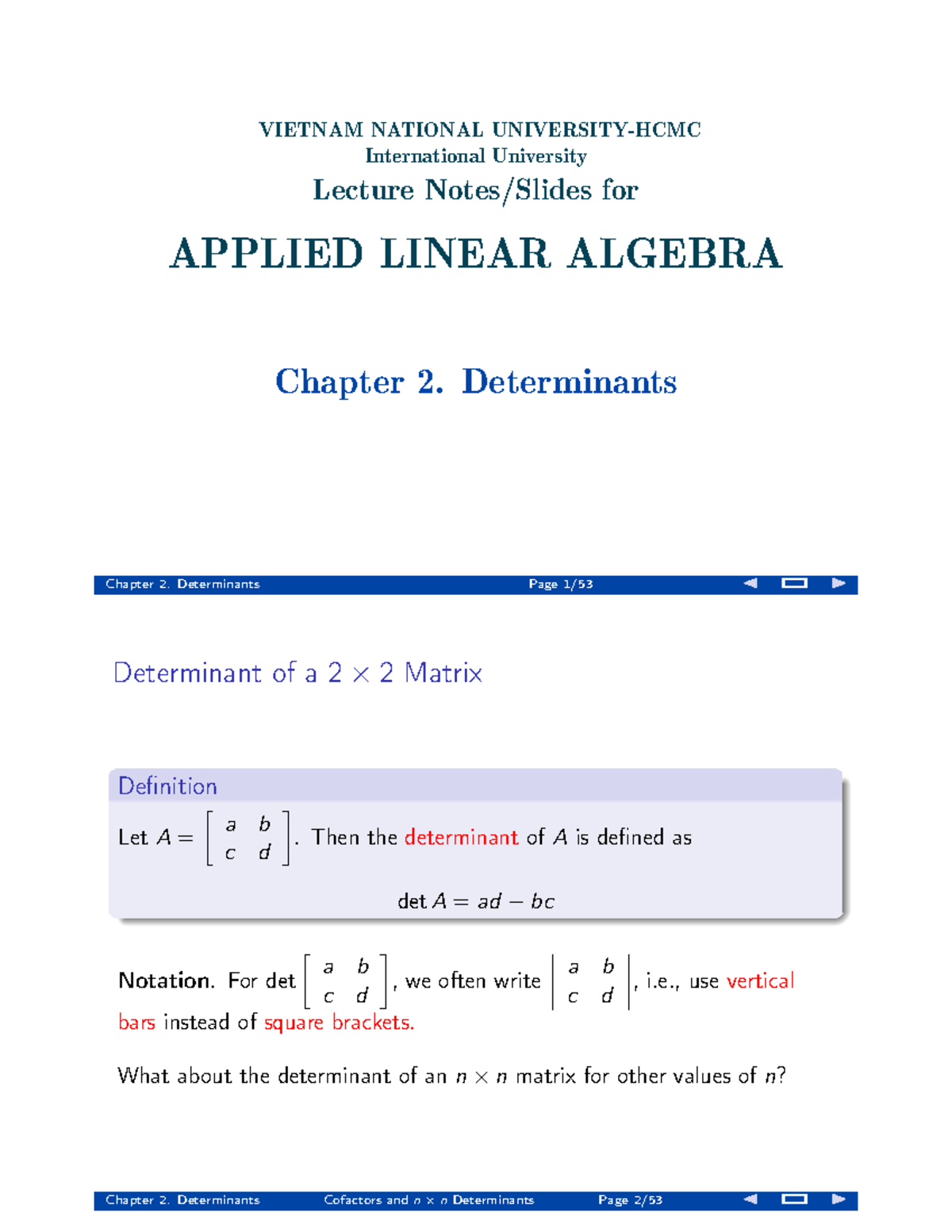 Chapter 2 notes - VIETNAM NATIONAL UNIVERSITY-HCMC International ...