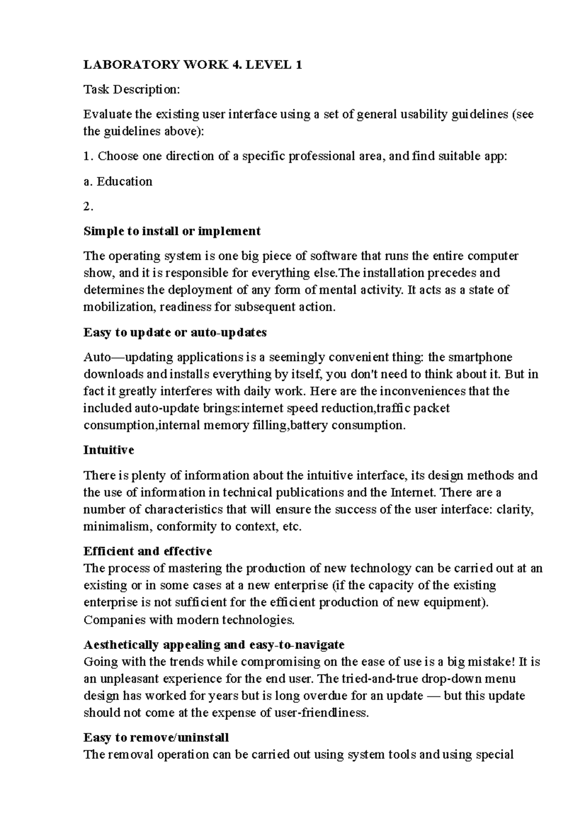 Laboratory WORK 4 - LABORATORY WORK 4. LEVEL 1 Task Description ...