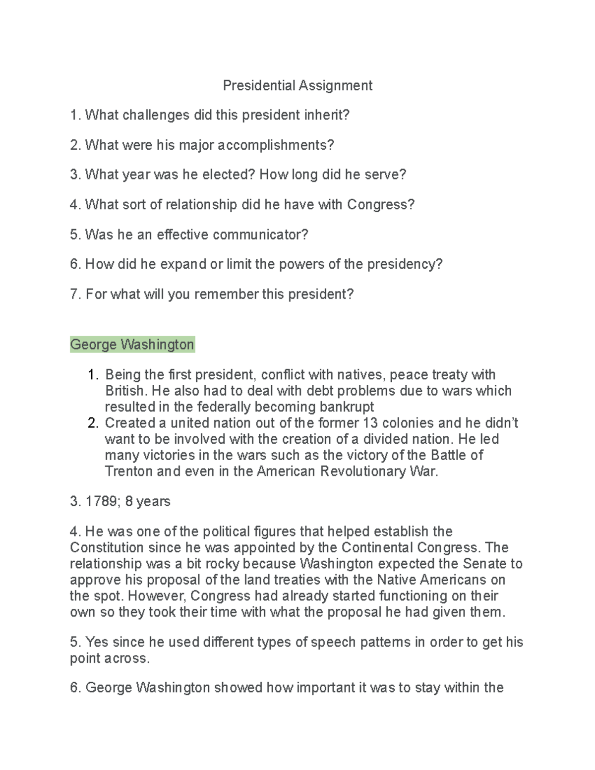 Presidential Assignment - POS 2041 - SPC - Studocu