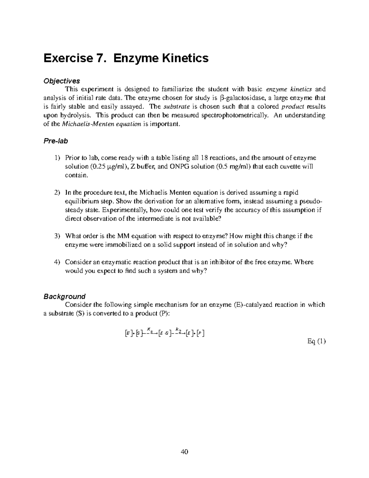 Lab 7 Enzyme Kinetics - Apuntes Tecnologías De Recombinación Genética ...