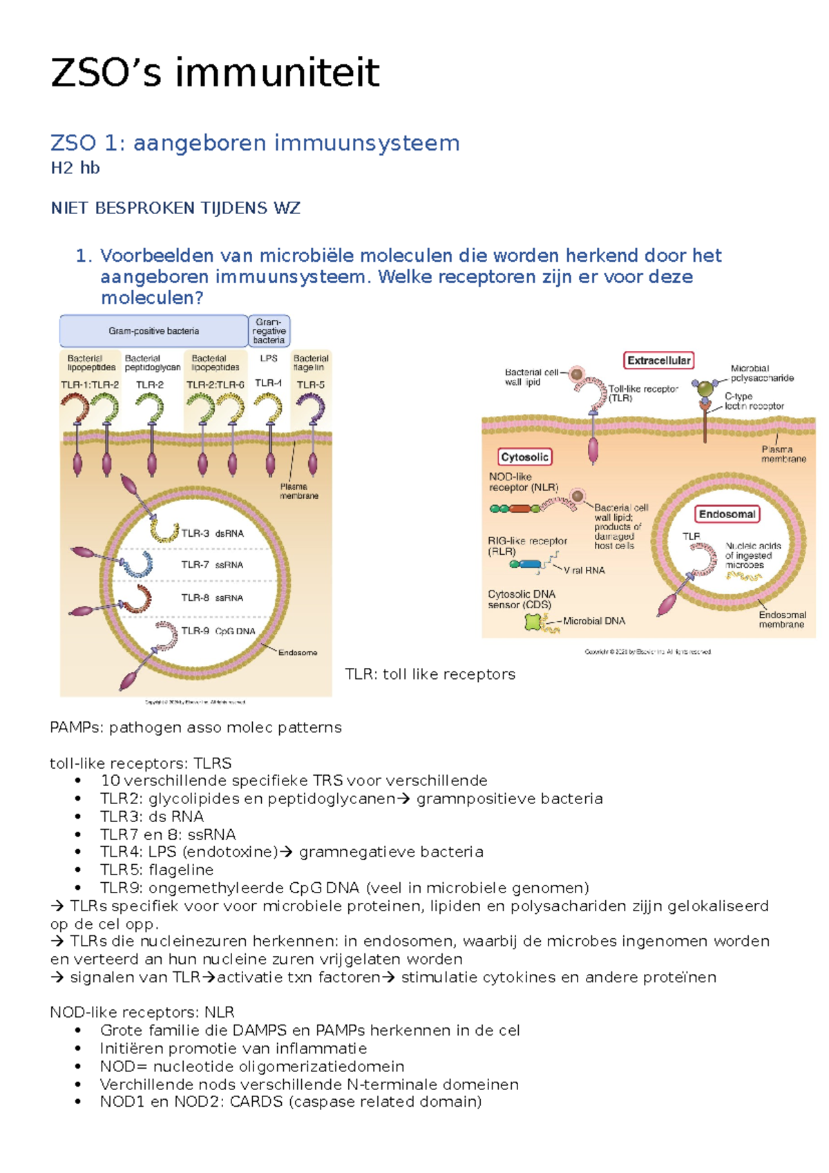 ZSOs immuniteit - ZSO’s immuniteit ZSO 1: aangeboren immuunsysteem H2 ...